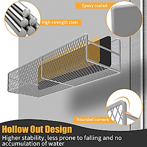 DTUQYX Magnetic Spice Rack for Refrigerator, 6 Pack Metal Magnetic Shelf Grey, Moveable Spice Organizer, Strong Magnetic Storage Fridge Organizer with Paper Towel Holder, Utensils Holder