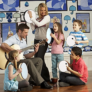 Konohan 8 Pieces Kids Hand Drums Wooden Frame Drum with Drum Stick, 12 Inch 10 Inch 8 Inch 6 Inch Educational Musical Instruments for Adults Drums Beginners for Home School Party Supplies, 2 Colors