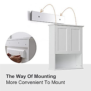 VANIRROR Bathroom Wall Cabinet Wooden Medicine Cabinet Buffering Hinge MDF Material Over Toilet Storage Cabinet 23"x29" and Adjustable Shelves Cupboard Above Toilet Storage Cabinet with Large Space