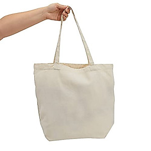 Reusable Canvas Grocery Bags, Non Woven Cloth Tote Bags with Handles for Shopping (16.5 x 19.5 In, 3 Pack)