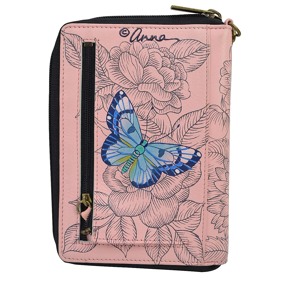 Anna by Anuschka Women's Hand-Painted Genuine Leather Passport Organizer Writslet - Butterfly Garden
