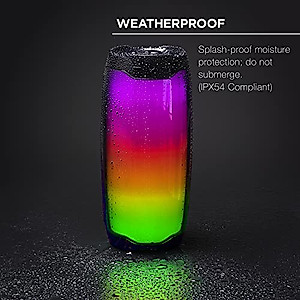 Merkury Innovations Thrill Bluetooth Speakers with Color Changing Lights, Battery Powered, Weatherproof, Play FM Radio or Bluetooth Music, Loud Sound & Enhanced Rich Bass