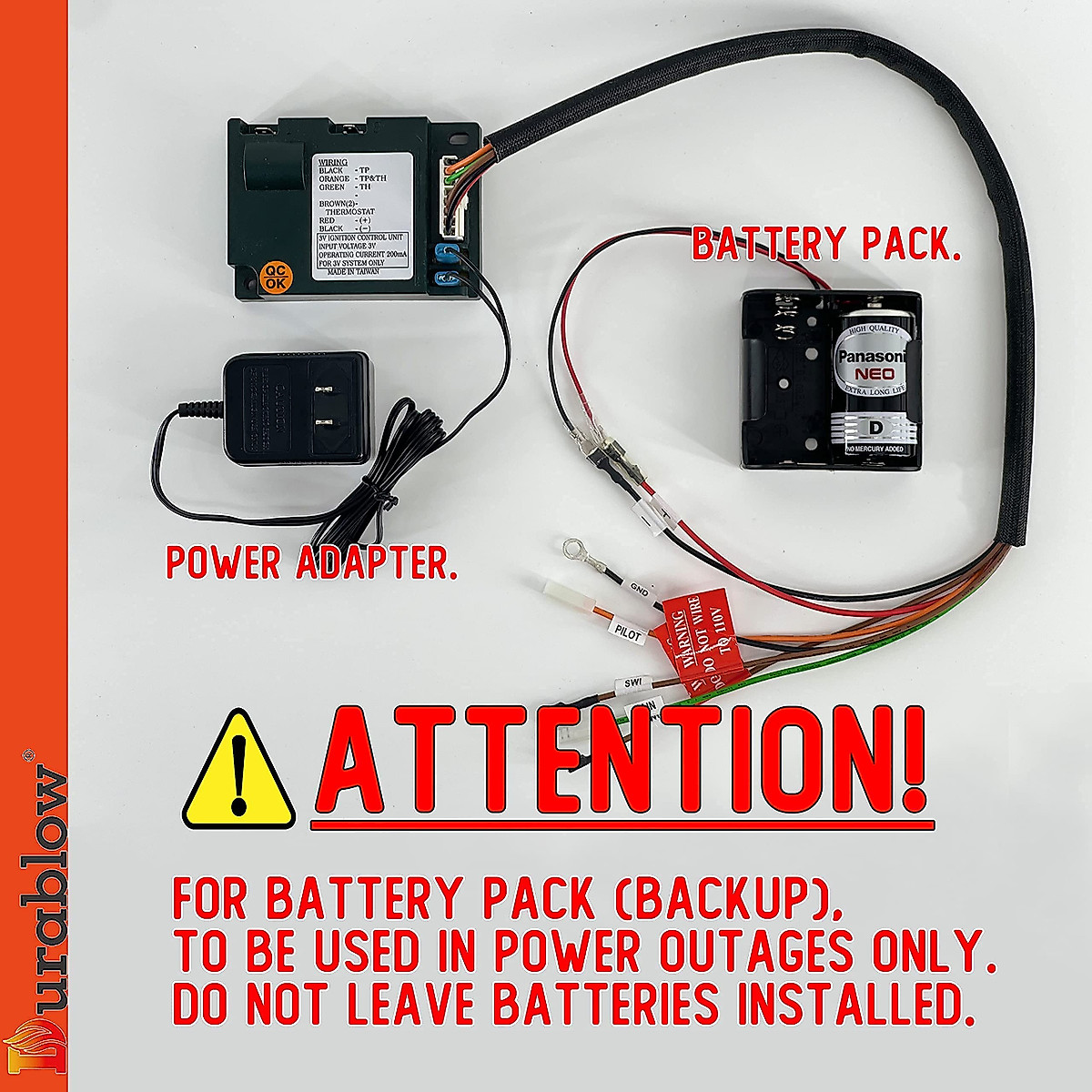 Durablow Fireplace Electronic IPI Pilot Ignition Control Module Replacement for Dexen 593-592, GM-6KA, Hearth Home Technologies HHT 350-M Bundle with A/C Wall Adaptor
