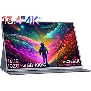 Intehill 4K Portable Monitor for Laptop, MacBook and Mini PC High-end 13.4 inch Small Computer Monitor with Golden Ratio 16:10 and Resolution 3840x2400 U13NA