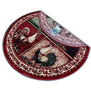 Rooster Style Round Area Rug Design L-379 (5 Feet 5 Inch X 5 Feet 5 Inch) Round