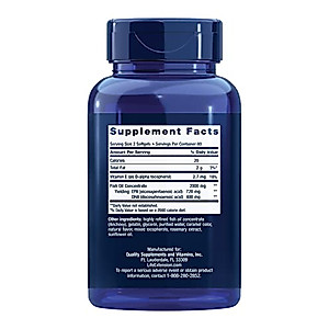 Life Extension Mega EPA/DHA – High Concentrated 2000mg Omega 3 Fatty Acid Fish Oil Blend Supplements - for Heart, Brain & Joint Health Support – Gluten-Free, Non-GMO – 120 Softgels