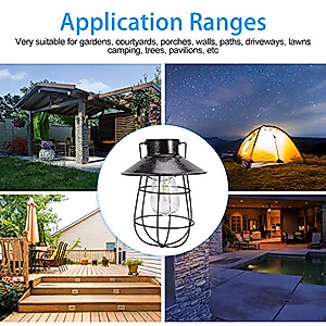 Solar Hanging Light, Weatherproof Outdoor Hanging Lamp, Iron Art Hollow Automatical for Home Decoration Gardens, Courtyards, Porches