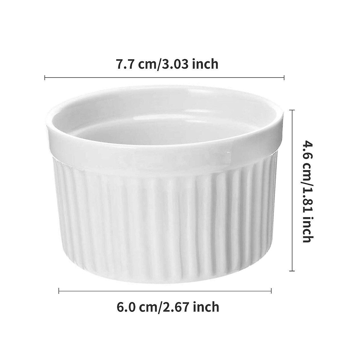 12 PACK 4 oz Ramekins, Porcelain Ramekin bowls, Oven Safe Classic Ramekins for Baking Souffle Creme Brulee