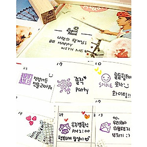 Diary Stamp Set,Wooden Rubber Signet for Children DIY Scrapbooking Planner Card Making(25pcs,Love Heart)