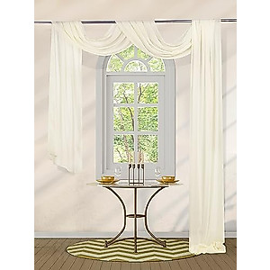 6 Panels Wedding Arch Fabric Drape Ivory 6 Yards Sheer Backdrop Curtain Chiffon Fabric for Wedding Party Ceiling Reception Decoration