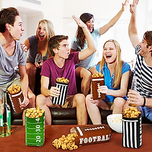 300 Pcs Football Popcorn Bags Football Candy Treat Bags Football Party Popcorn Boxes Football Popcorn Holder Football Paper Favor Bags for Football Theme Birthday Party Baby Shower Supplies
