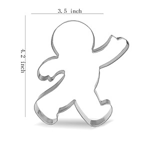 4.2 inch Christmas Waving Gingerbread Man Cookie Cutter - Stainless Steel
