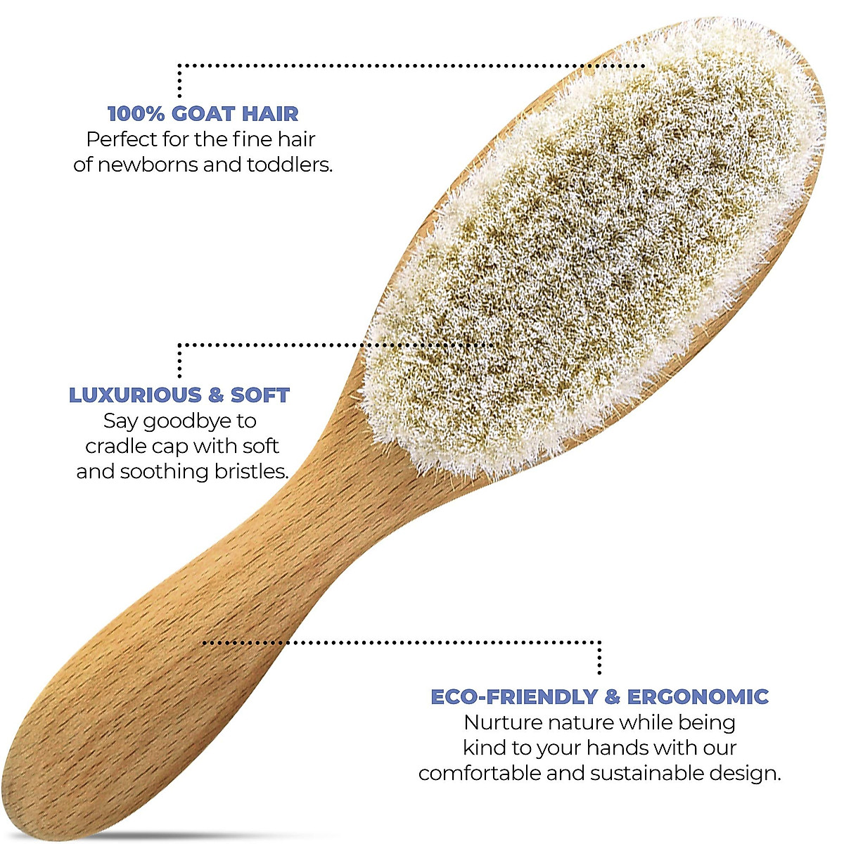 OCCObaby Wooden Baby Hair Brush Set for Newborns & Toddlers - Soft Hair Brush for Baby Grooming - Baby Scalp Brush and Baby Comb for Cradle Cap - Toddler Comb