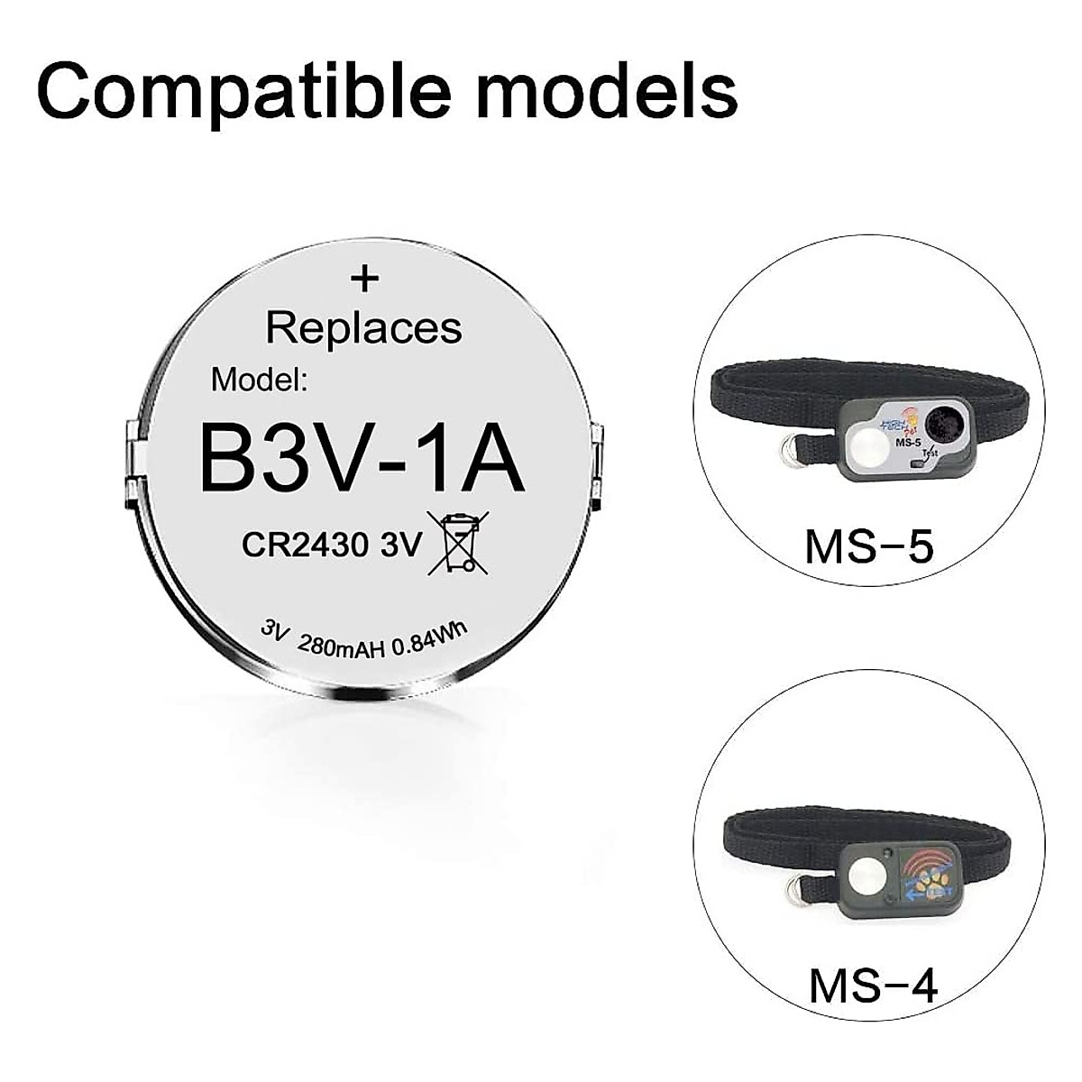 Abeden B3V 1A Lithium Replacement Batteries Compatible with High Tech Pet Single Electronic Collar Battery for Model MS-4 and MS-5 8 Pack