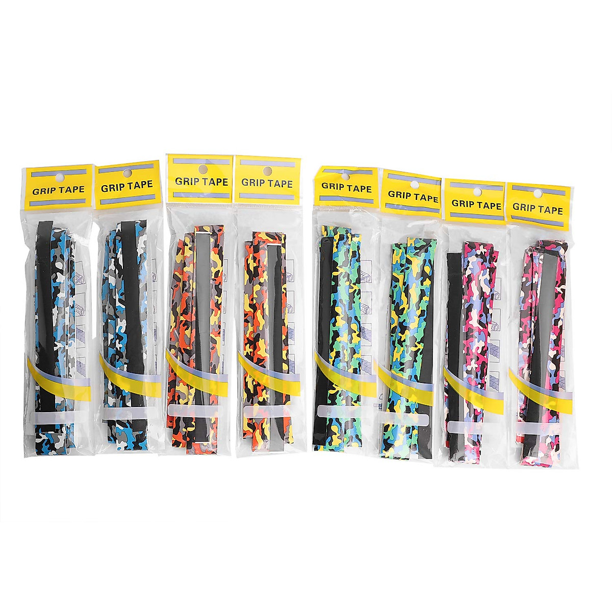 Tennis Badminton Racket Grip, Super Absorbent PU Anti Slip Racket Tennis Overgrips Soft Replacement Grip Tapes, 5 Pcs/ 8 Pcs (8 Pack, Camo Blue+Orange+Green+Pink)