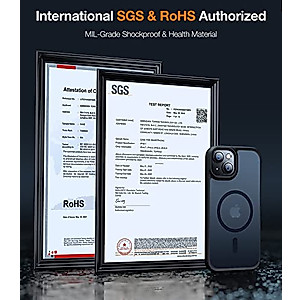 TORRAS 𝗡𝗘𝗪 Magnetic for iPhone 14 Case & iPhone 13 Case, 10FT Military Grade Drop Tested, Compatible with MagSafe, Slim Protective Translucent Matte iPhone 14 & iPhone 13 Phone Case, Black