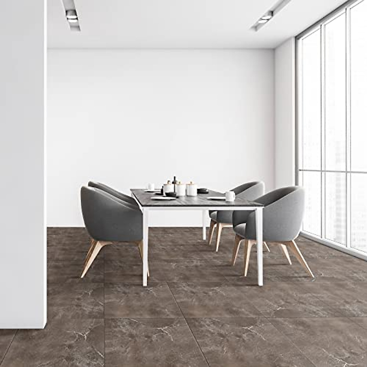 48 Pieces Vinyl Flooring Peel and Stick on Floor Tile 12 x 12 Inch Self Adhesive Waterproof for Kitchen Bathroom Living Room Bedroom (Multicolor Marble)