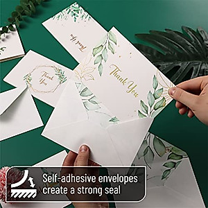 Mr. Pen- Thank You Cards with Envelopes, 20 Pack, 4” x 6”, Greenery Gold Foil Design, Thank You Notes with Envelopes Set, Thank You Cards Wedding, Blank Thank You Cards with Envelopes