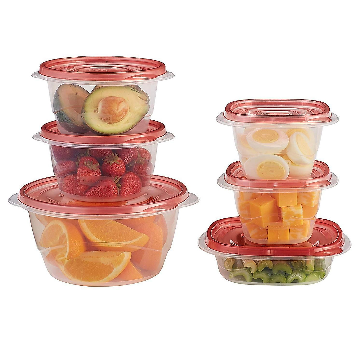 Rubbermaid TakeAlongs Assorted Food Storage Containers, Tint Chili, 40-Piece Set