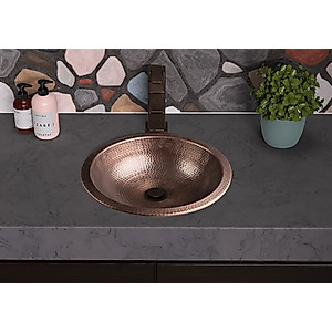 Monarch Abode 17094 Pure Copper Hand Hammered Rotunda Dual Mount Bathroom Vanity Sink (16 inches)