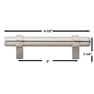 GlideRite Hardware 4005-76-MB-10-3” Center Euro Solid Bar Pull - 4-1/2” Length, Matte Black, Pack of # (10)