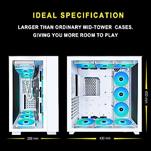 KEDIERS PC Case - ATX Tower Tempered Glass Gaming Computer Case with out ARGB Fans, C590