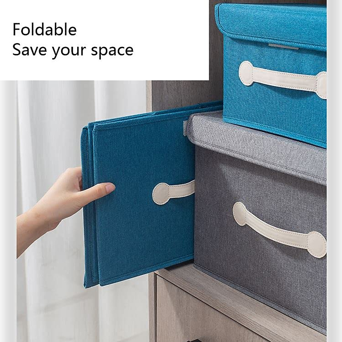 DKAOVH Storage Cubes, Cationic Fabric Bins with lids, Closet Organizers , Shelves Organizers, Foldable(Dark Green)