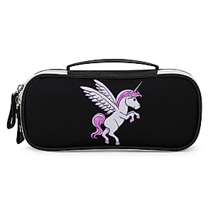 Cute Unicorn PU Leather Pencil Pen Case Organizer Travel Makeup Handbag Portable Stationery Bag