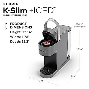 Keurig K-Slim + ICED Single Serve Coffee Maker, Brews 8 to 12oz. Cups, Gray
