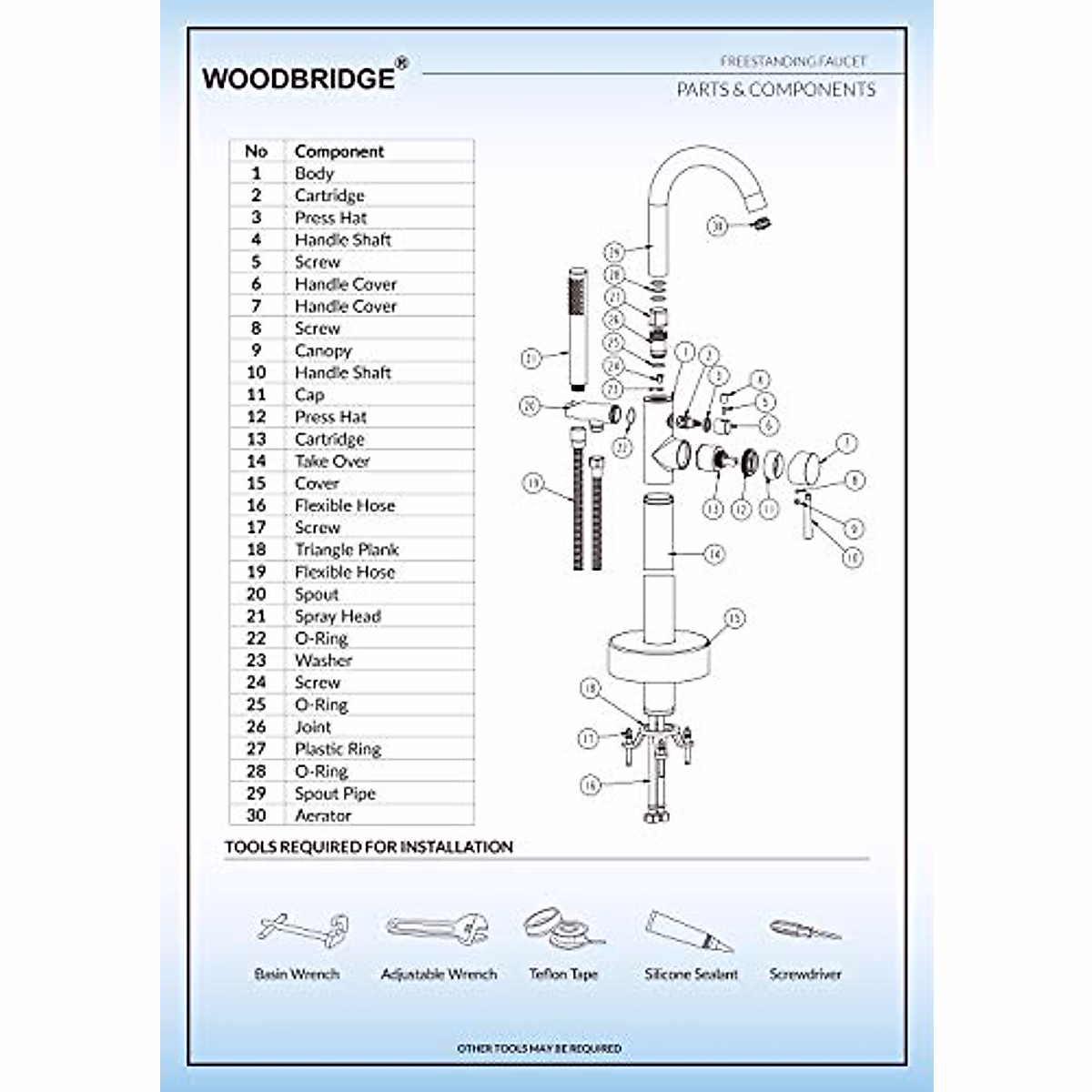 WOODBRIDGE Bathtub Faucet F-0001 B, B/N
