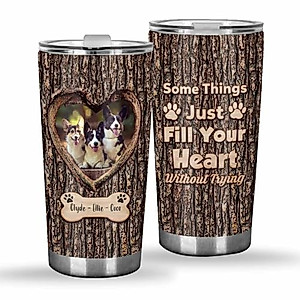 Personalized Dog Tumbler Cup - Stainless Steel Coffee Mug For Dog Lovers - Custom Insulated Travel Tumbler With Lid - Pet Owner Gift Idea - 20Oz 30Oz - Fill Your Heart Mug - Pet Lover's Gift