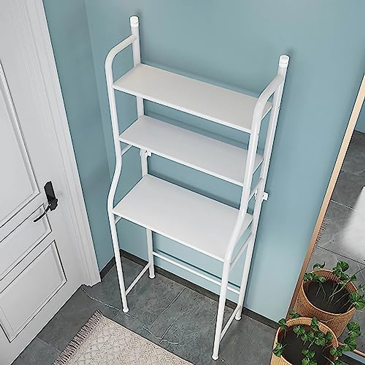 JOCHER 3-Tier Over The Toilet Storage Rack,Bathroom Shelf Organizer Over Toilet Storage,Above Toilet Storage Rack,Space Saver,Easy to Assemble,Fit Most Toilets,25.4" W x 9.85" D x 60" H(White)