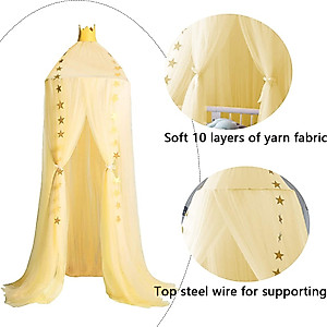 ESUPPORT Bed Canopy Princess Round Dome Bed Netting Cover Hanging Curtain Play Tent Mosquito Net Reading Nook Decoration