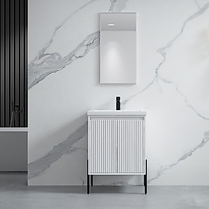 Dowell 24" Inch White Bathroom Vanity with Ceramic Sink Combo, Modern Bathroom Cabinet with Soft-Close Door, Freestanding Single Bathroom Vanity Set - 002 Series [Assembly Required]