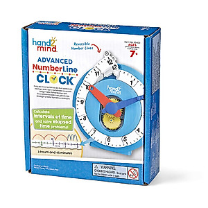 hand2mind Advanced NumberLine Clock™ for Kids Learning to Tell Time, Math Manipulatives for Telling Time, Analog Clock for Kids Learning, Learning to Tell Time Clock, Homeschool Supplies (1 Pack)