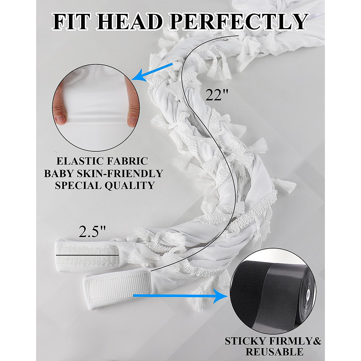 Ababalaya Adjustable Satin Lined Halo Turban Durag for Men &Women, Twisted Tassel Head Wraps, Beanie Hats for Hair Loss, White, 1 PCS