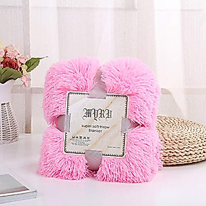 Plush Super Soft Blanket Bedding Sofa Cover Furry Fuzzy Fur Warm Throw Qulit Cozy Couch Blanket for Winter (51"x63", Pink)