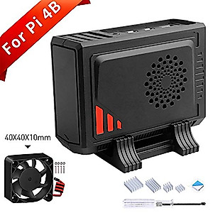 GeeekPi Raspberry Pi 4 Case, Raspberry Pi Case with Cooling Fan 40X40X10mm and 4pcs Raspberry Pi 4 Heatsink for Raspberry Pi 4 Model B