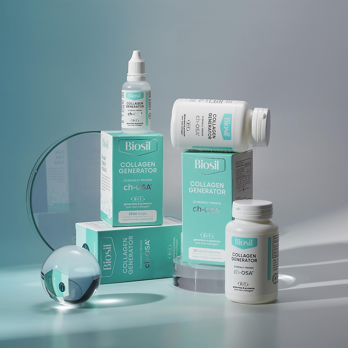 Biosil Collagen Generator - 60 Liquid Capsules - with Patented ch-OSA Complex - Generates & Protects Your Own Collagen - GMO Free - 30-Day Supply