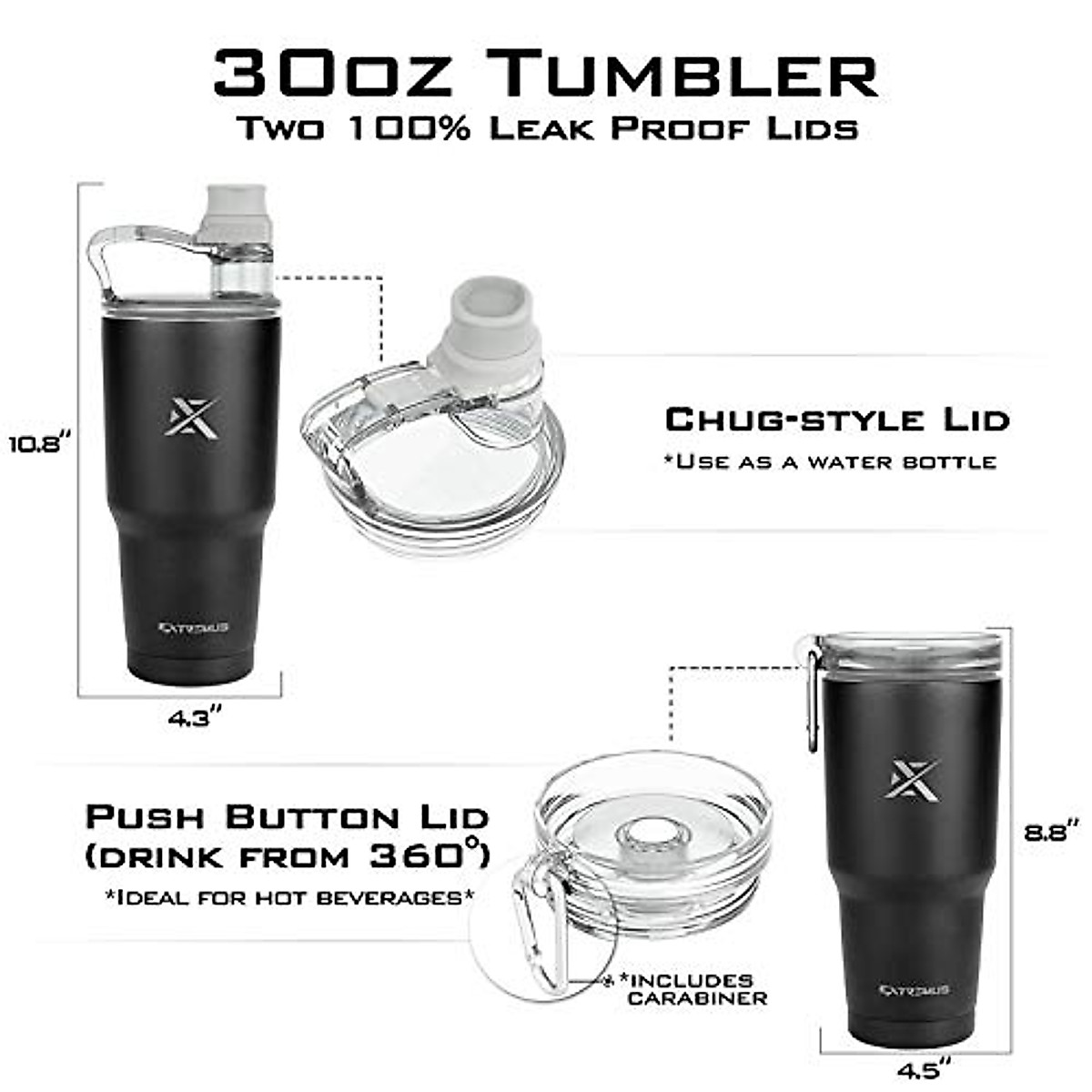 Extremus Temps Coffee Travel Mug Stainless Steel Vacuum Insulated Coffee Tumbler, Upgraded 100% Leakproof Water Bottle Lid And Easy-to-sip Coffee Lid, Coffee Travel Tumbler (30 oz, Seafoam, 2 Lids)