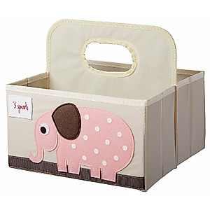 3 Sprouts Baby Diaper Caddy - Organizer Tote Bag for Baby Essentials Boy or Girl - Baby Shower Basket - Nursery Must Haves - Registry Favorites - Newborn Caddie Car Travel, Elephant