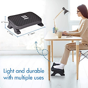 Scalebeard Under Desk Footrest, Ergonomic Foot Stool with Massage Rollers Max-Load 120Lbs Desk Leg Rest Pain Relief for Home Office Work