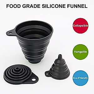 3 Sizes of Kitchen Funnel Set, Food Grade Funnels for Filling Bottles, Premium Silicone Collapsible Funnel for Transferring Liquid, Powder Transfer, Large Wide Mouth Canning Funnel, Small Funnel