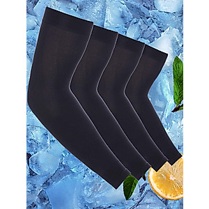 Boao 10 Pairs UV Sun Protection Arm Sleeve for Men Women Work Cooling Compression Tattoo Cover Up Sleeves for Cycling Fishing (Fresh Black)