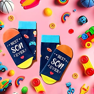 HAPPYPOP Crazy Socks For Kids, Fun Boys Socks, Best Son Ever Gifts, Son Gifts From Mom Dad