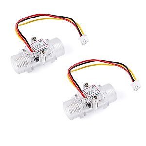 JESSINIE 2Pcs YF-S201C DC3.5-24V G1/2" Transparent Flow Sensor Turbine Flowmeter Water Flow Sensor Transparent Water Flow Meter YF-S201C Range 1-30L/min
