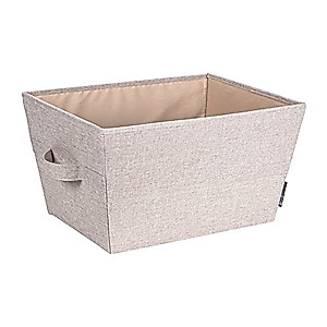 Bigso Tapered Storage Bin | Collapsible Fabric Storage Cubes for Organizing | Foldable Storage Bins for Shelves | Storage Baskets for Closets and Rooms with Handles | 13.4”x17.7”x9.8” | Large | Beige