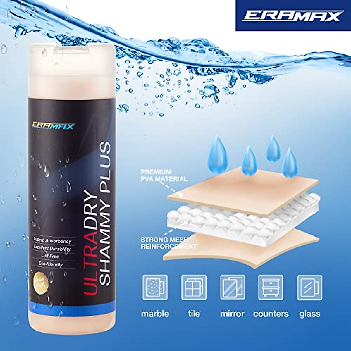 Eramax Super Value 4 Pack Professional Shammy Towel for Car (2XL and 2 Mini Chamois Cloth for Car Drying) Super Absorbent Car Drying Towel, Car Chamois and Boat Towel