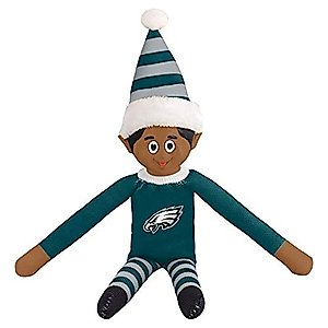 FOCO Philadelphia Eagles Ebony NFL Bench Buddy Shelf Elf - Limited Edition NFL Team Christmas Elf - Plush Toy Travel Companion, Home or Tailgate