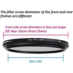 Kenko ND Filter PRO1D Smart Variable NDX3-450 Filter 82mm, for reducing The Amount of Light, Stepless Concentration Adjustment